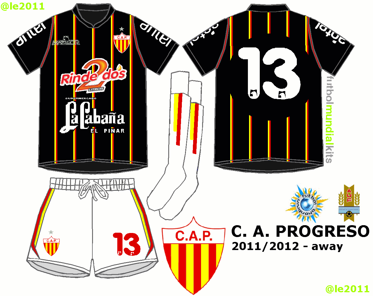 Fútbol Mundial Kits - Uruguay: C. A. Progreso - 2011/2012 (home y away)