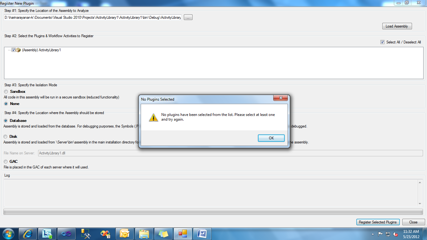 Dynamics CRM World!!: No Plugins selected from the list. Please select ...