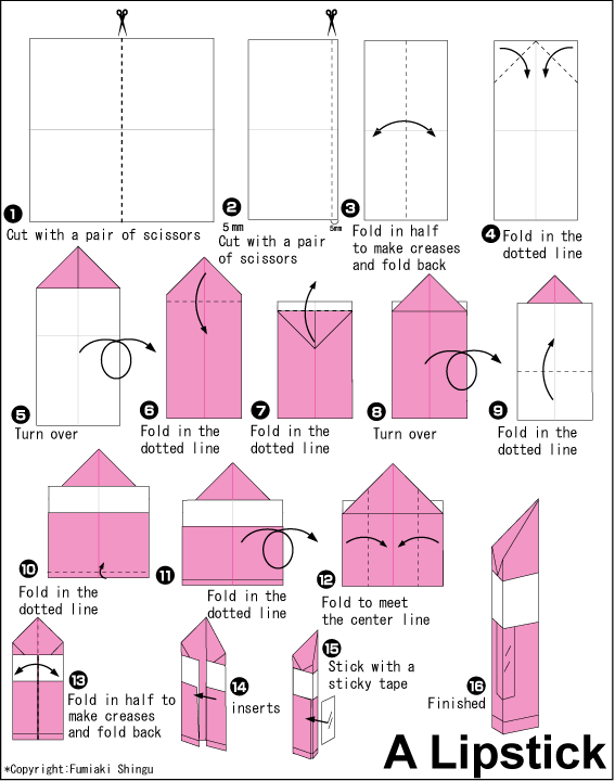 Lipstick - Easy Origami instructions For Kids