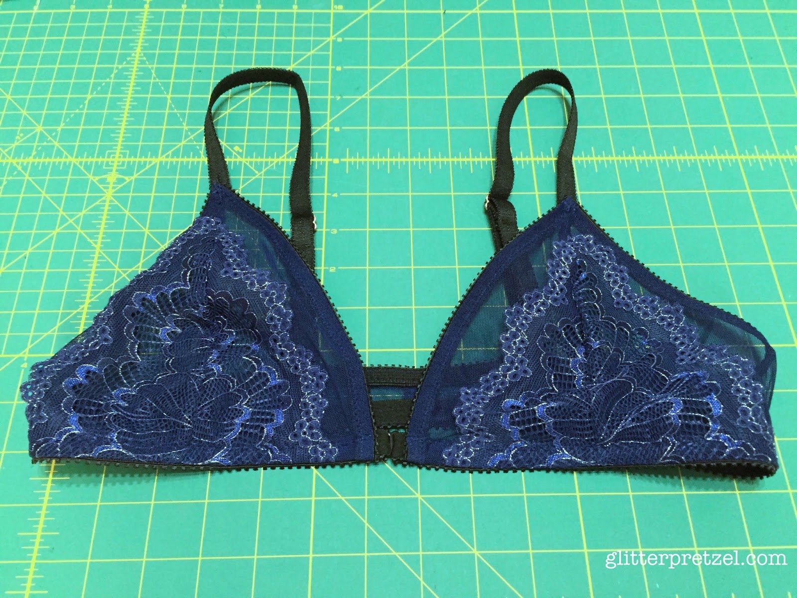 Glitter Pretzel: Cute Navy & Silver Triangle Bra