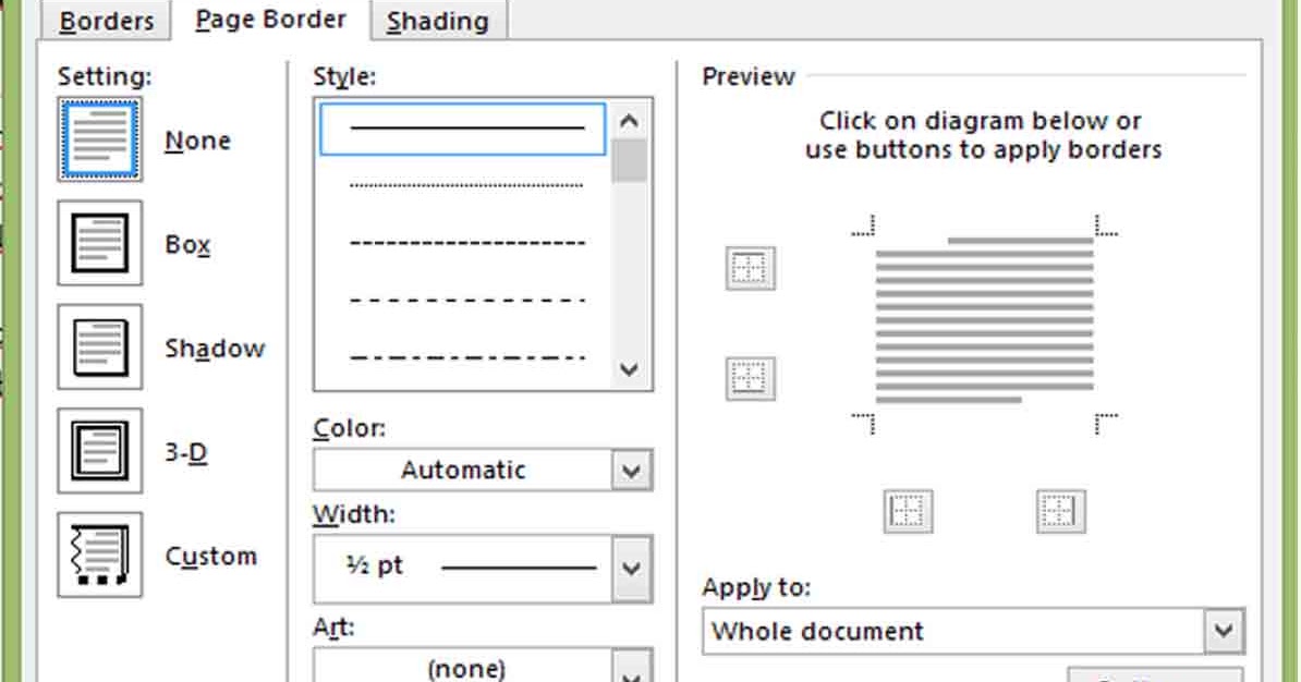 Cara Membuat Border Hanya di Halaman Pertama