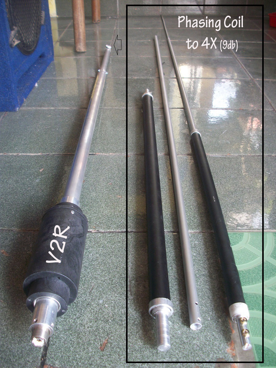 ANTENNA VERTIKAL 2Mtr-VHF & PHASING COIL (9db)