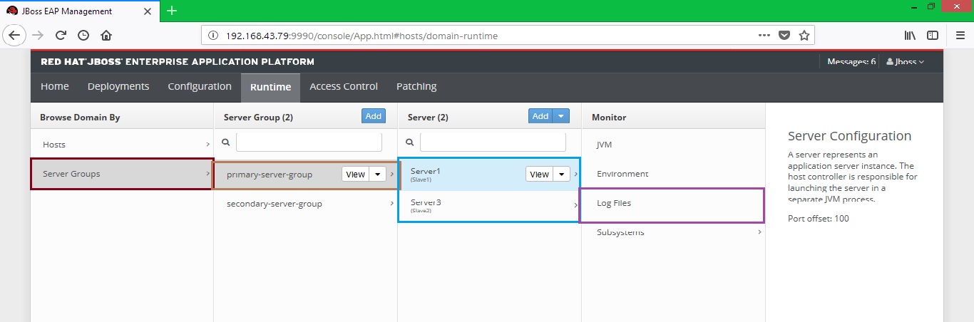 MiddlewareBox: JBoss EAP 7 - DOMAIN DEPLOYMENT - GUI CONSOLE MODE.