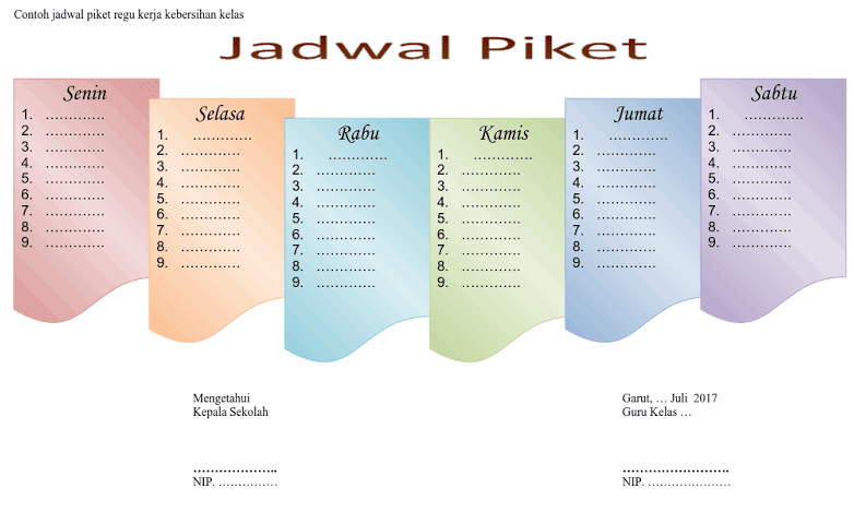 Contoh Jadwal Piket Kebersihan Kelas Terbaru - Pendidikan Instan