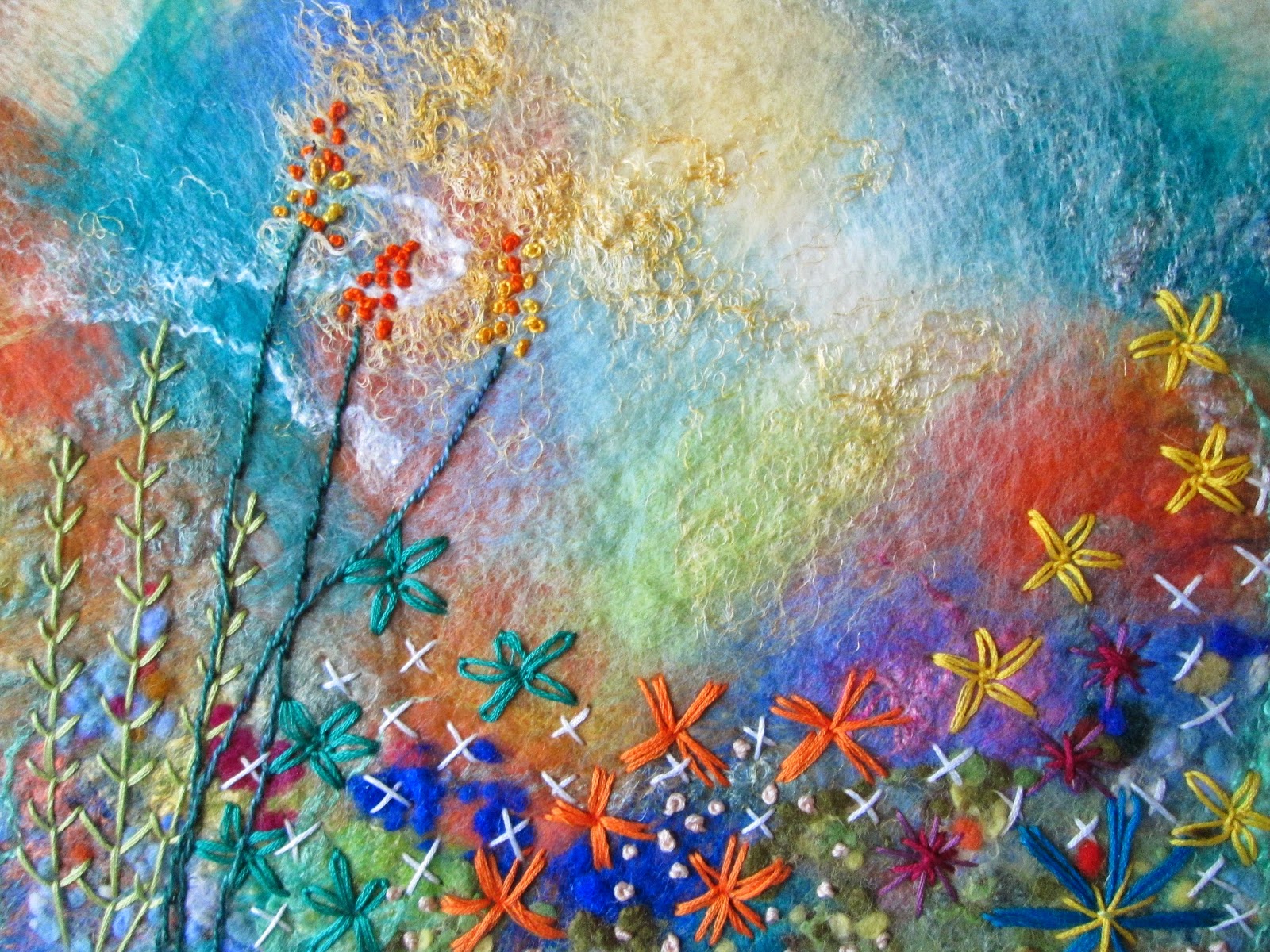sue forey fibre art: layered felt technique