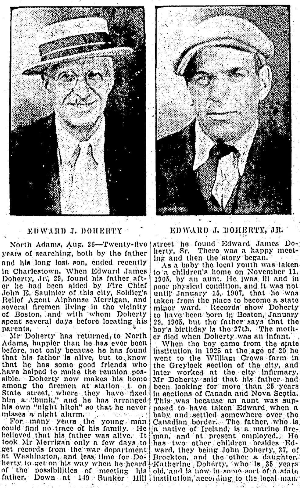 AnceStory Archives: Edward James Doherty SR and JR Reunited after 25 ...