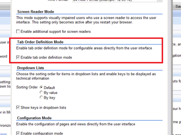 Using tab order definition - Acorel