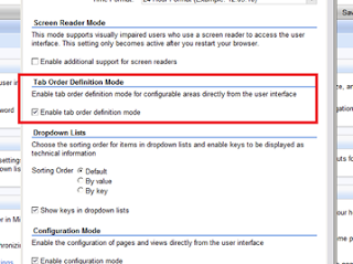 Using tab order definition - Acorel