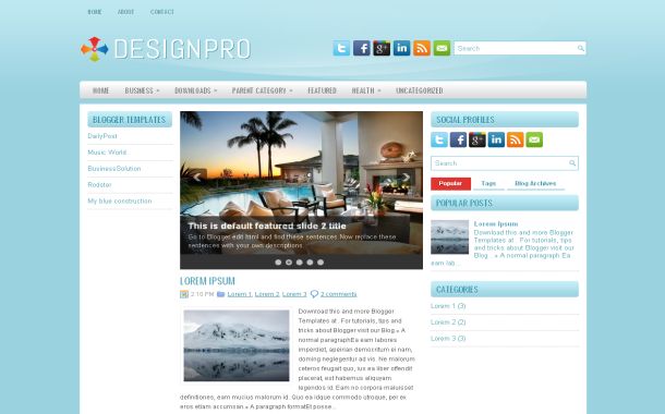 Light Blue Design Jquery Blogger Layout Template