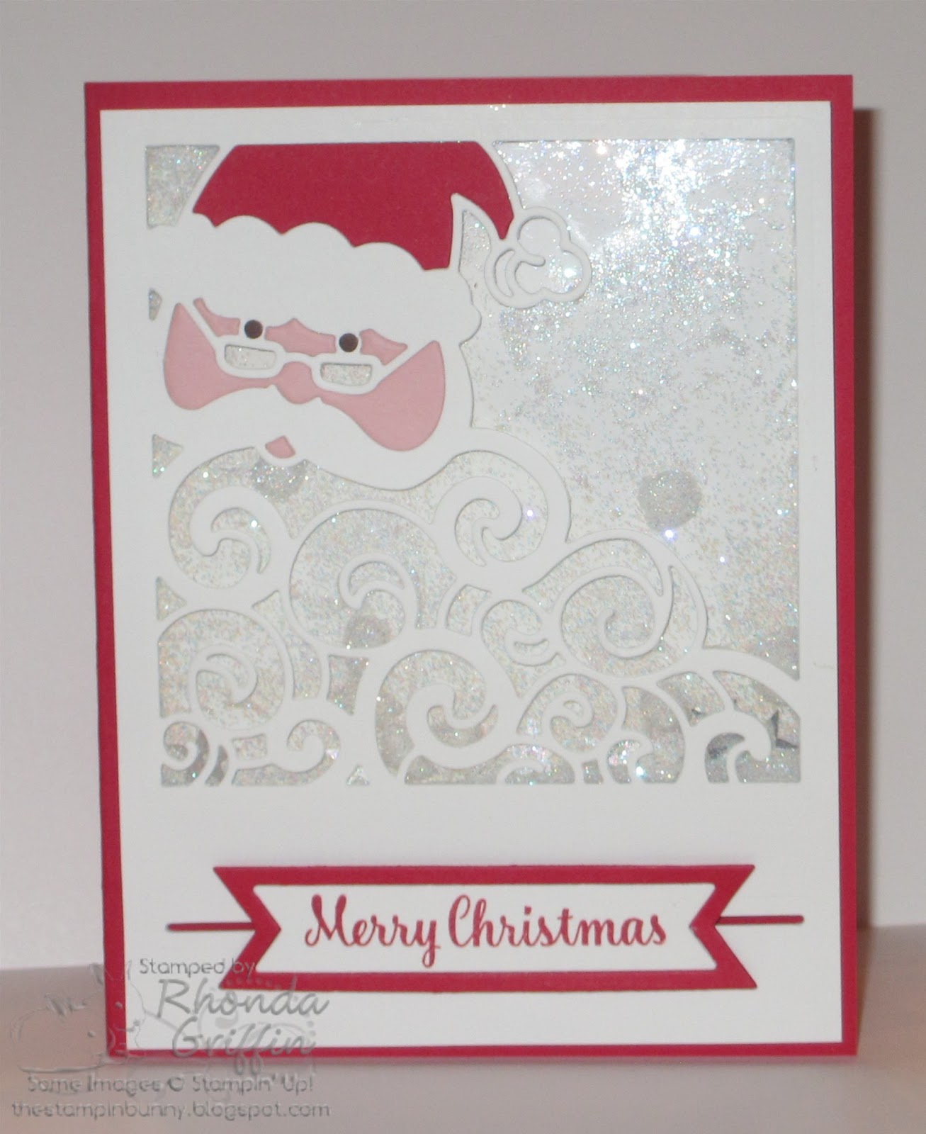 The Stampin' Bunny: Detailed Santa Thinlits Christmas Shaker Card Stampin Up!