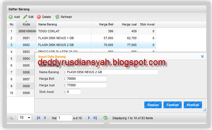 Input Data Barang Dengan Jquery Flexigrid Jqueryui Dan Json