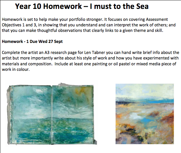 GCSE Art Blog: Y10 Len Tabner Seascapes Homework