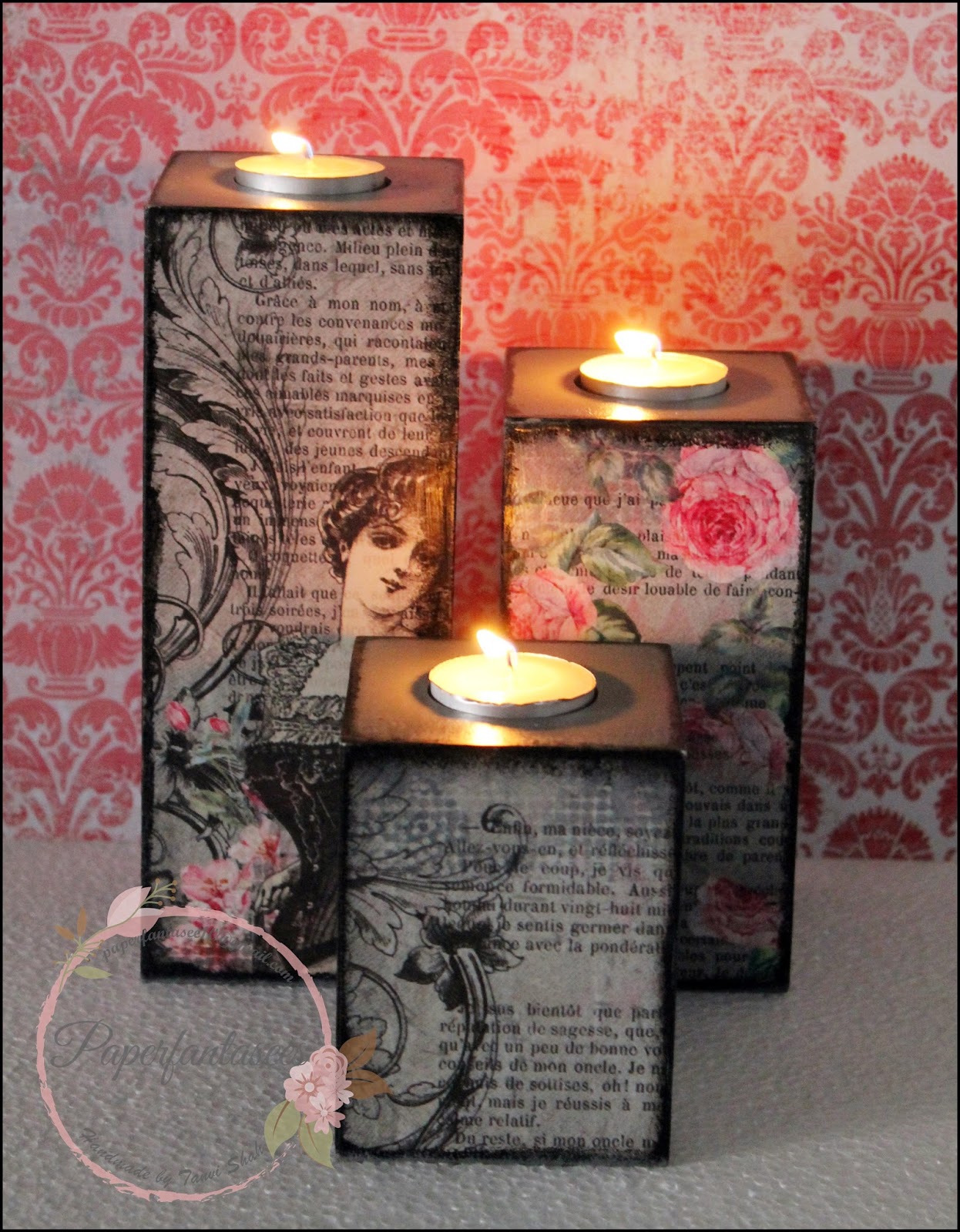 Paper Fantasees - The Craft Blog: T-light holder with Wood grain texture