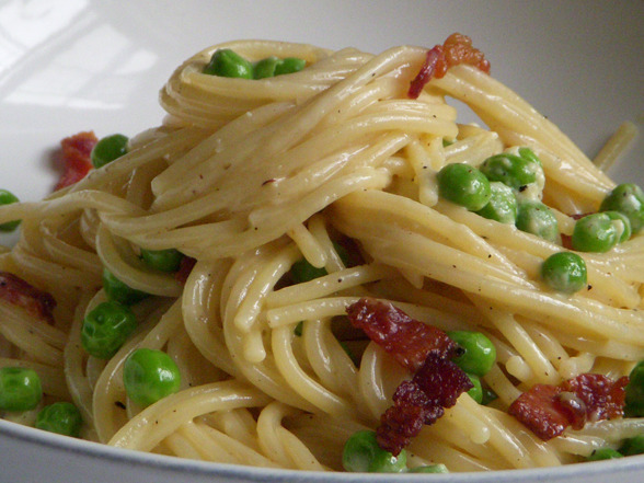 The Nummy Little Blog: Spaghetti Carbonara with Peas