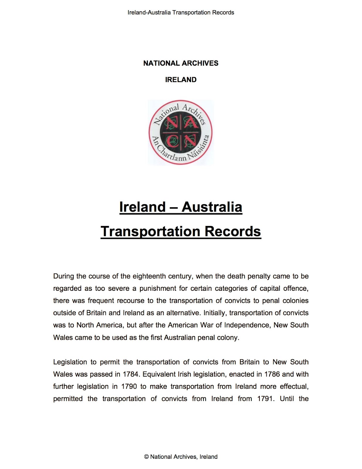 HEADLINES OF OLD: IRISH CONVICTS TRANSPORTATION RECORDS TO AUSTRALIA ...