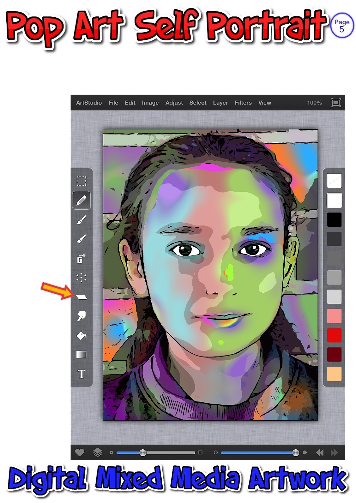 POP ART SELF PORTRAIT - Digital Mixed Media Artwork - All Instructions