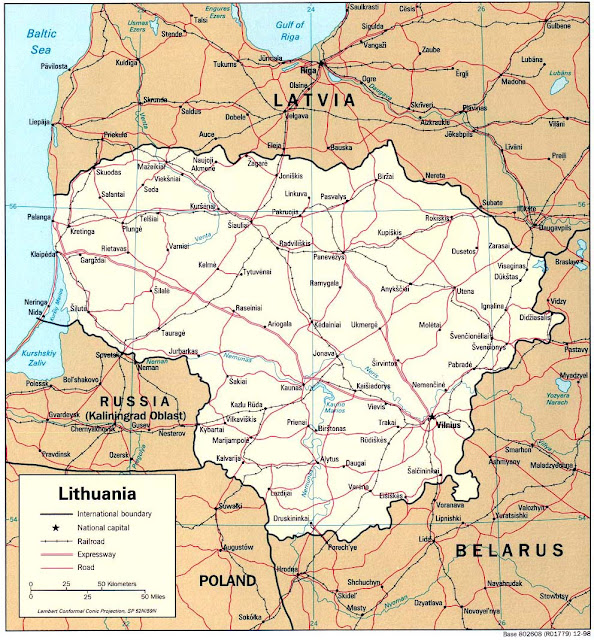 Lituani - harta gjeografike e Lituanisë - Shqipëria Express