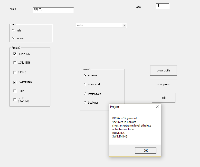 CODING BCA.: VB program for Student Activities Form.