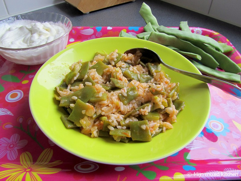 Mijn mixed kitchen: Fasulye diblesi (Turkse rijst met snijbonen)