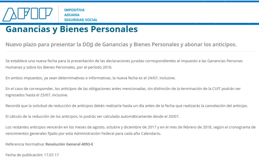 Nuevo Plazo Para Presentar Ganancias Y Bienes Personales