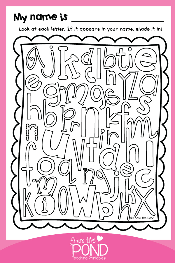 Name Activities for Back to School | From the Pond