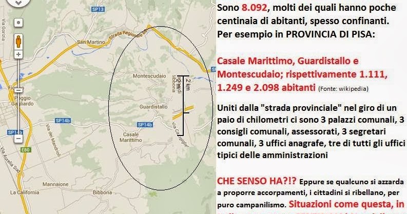 Comuni: alcuni non arrivano a 1.000 abitanti: accorpiamoli per risparmiare!