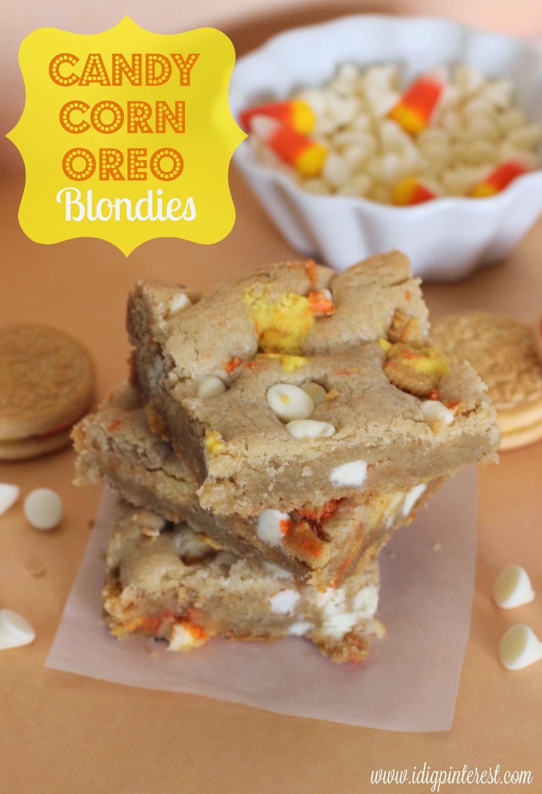 Candy Corn Oreo Blondie Bars - I Dig Pinterest