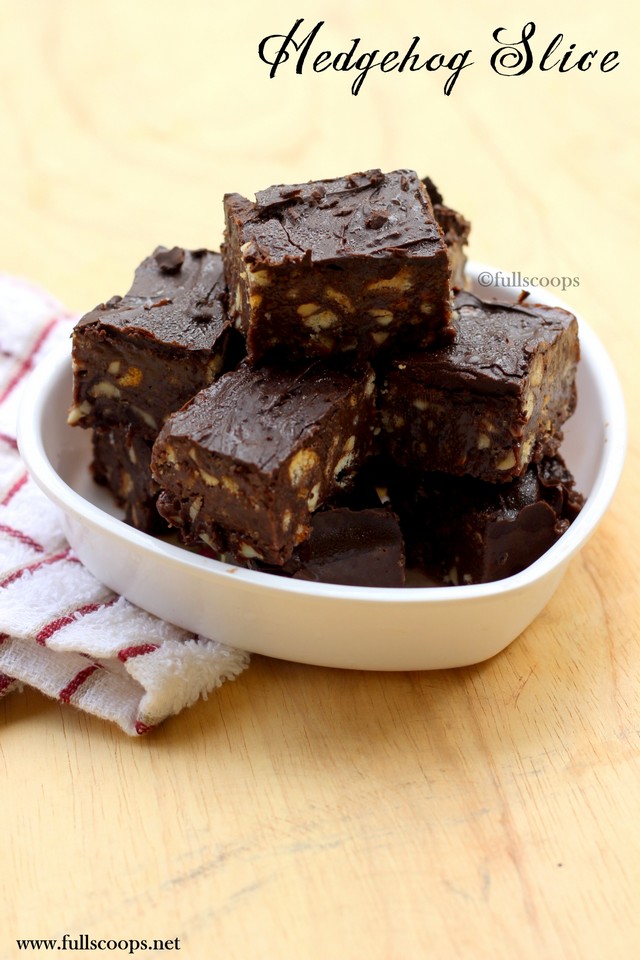 Hedgehog Slice Recipe (Eggless) | Easy No Bake Recipes ~ Full Scoops ...