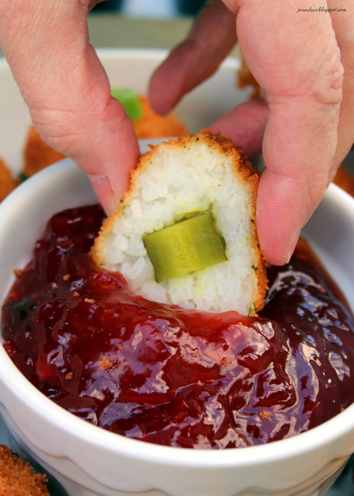 Jo and Sue: Crunchy Pickle Rice Balls with Spicy Red Pepper Jelly