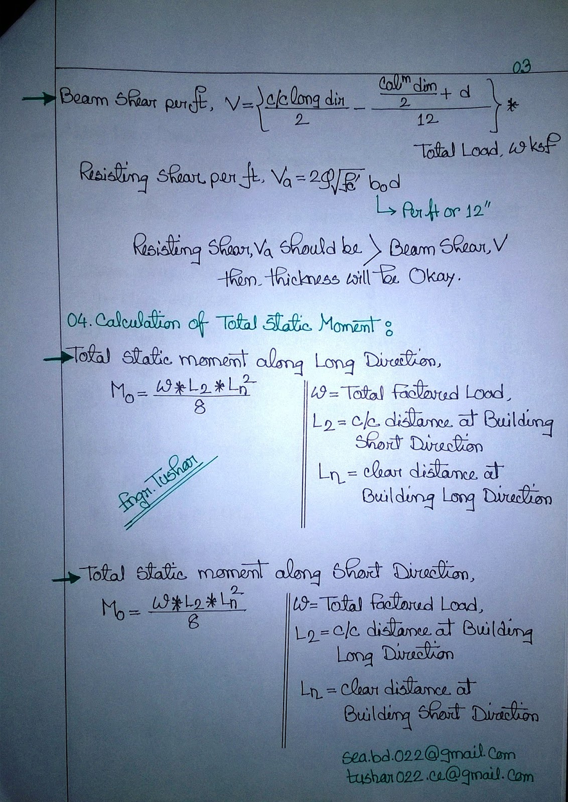 SEA Soft and Design Consultants: Design Calculation Steps for Flat Slab