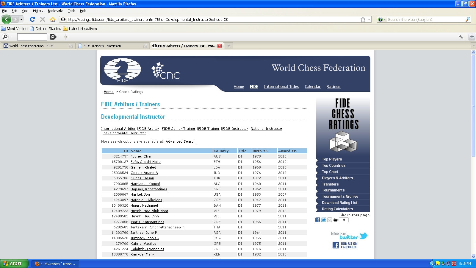 LE PLAY ON: 001. GA World Chess Federation Profile
