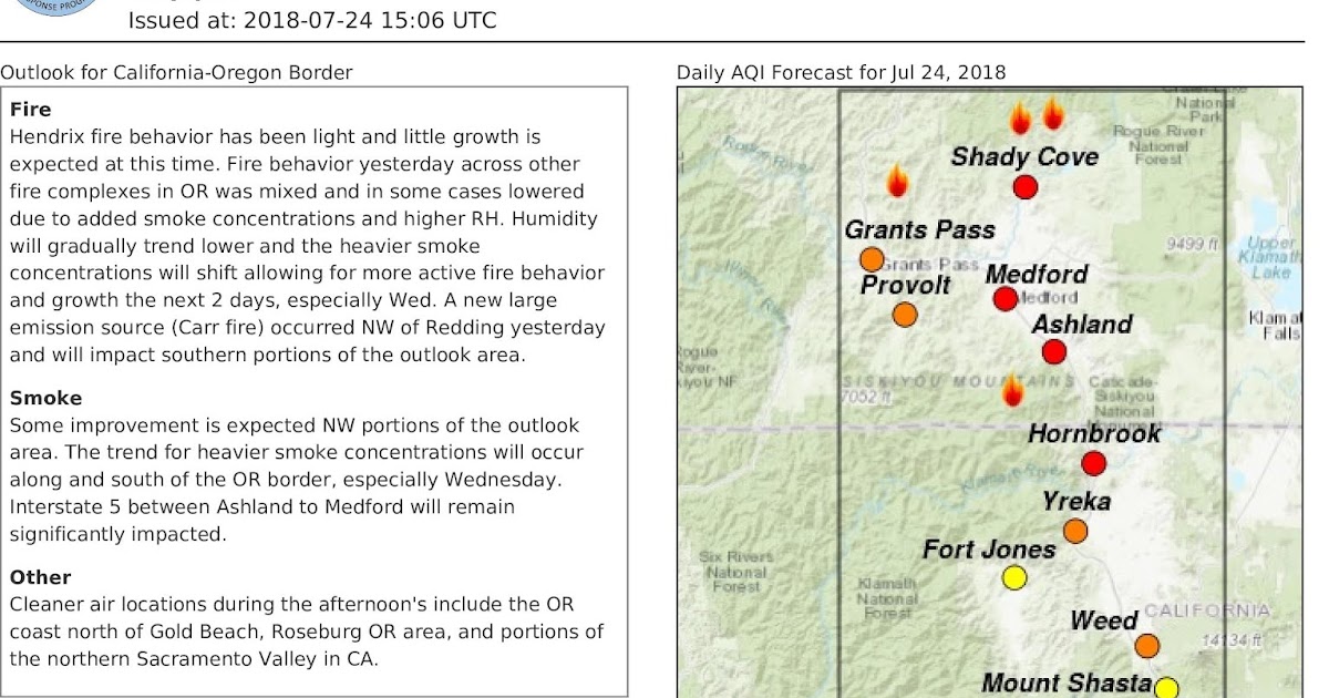 California-Oregon Border Fires Smoke Outlook: Includes Provolt, Shady ...