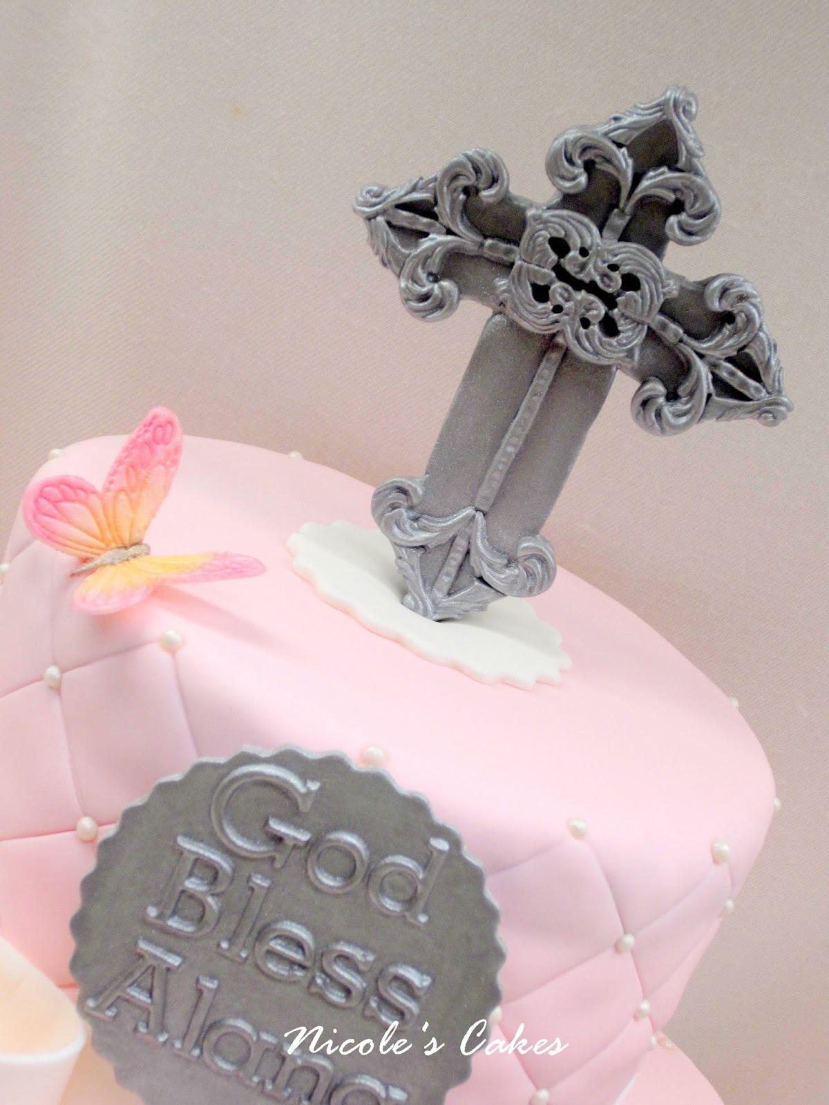 Confections, Cakes & Creations!: Pink First Holy Communion Cake.
