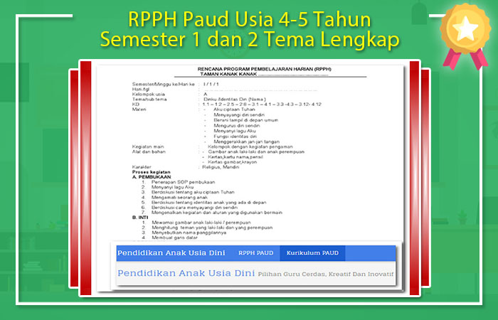 RPPH Paud Usia 4-5 Tahun Semester 1 dan 2 Tema Lengkap | Pendidikan ...