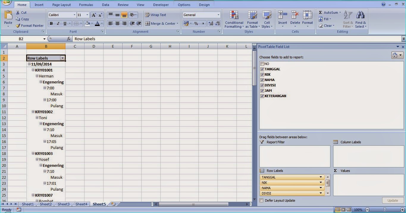 Cara Menggunakan Pivot Table Contoh Kasus Absensi Pegawai | Erns Excel