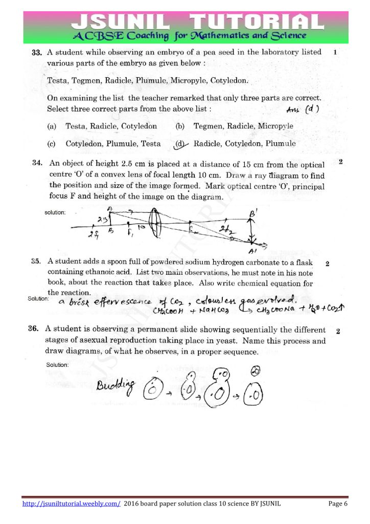 Science 2016 Board question paper for class 10 cbse sa2