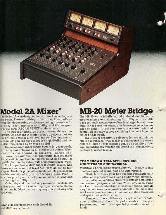 Produzioni Digitali: TEAC Model 2A Mixer MB-20 Meter Bridge