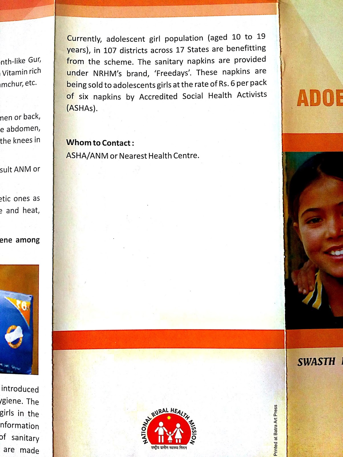 IEC Material - Pamphlet on Adolescent Health Menstrual Hygiene | notes ...