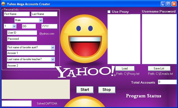 Yahoo New Account Creator