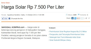 HARGA SOLAR: Jika harga solar Rp 7.000,- per liter