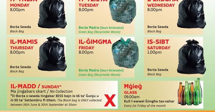 Sliema News: Sliema - New Waste Collection Schedule - 2017