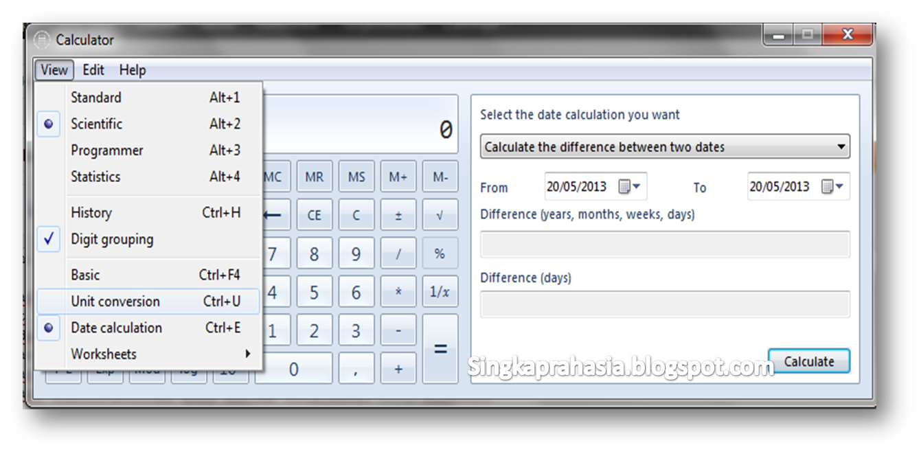 Calculator Lengkap Windows 7 ~ Singkap Rahasia