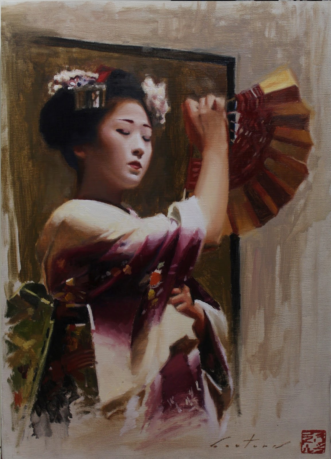 The Scarlet Fringe: Geisha art: Oil paintings and drawing of geisha and ...