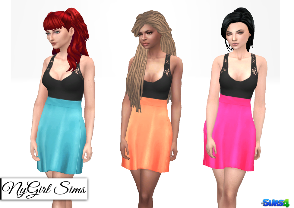 NyGirl Sims 4: Cutout Lace Tank Flare Dress