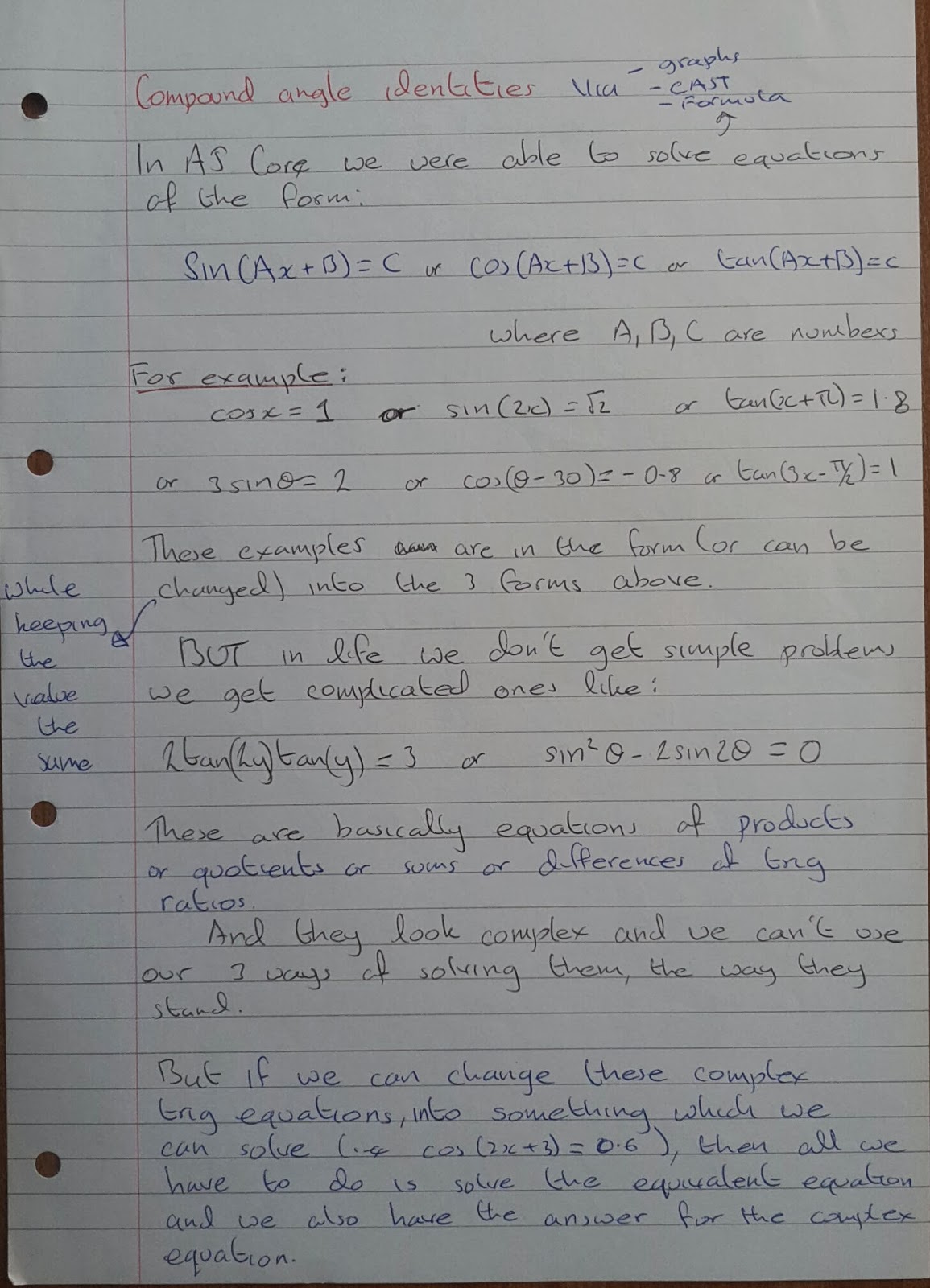 A Level Maths Notes: A2 Trigonometry II: Introduction