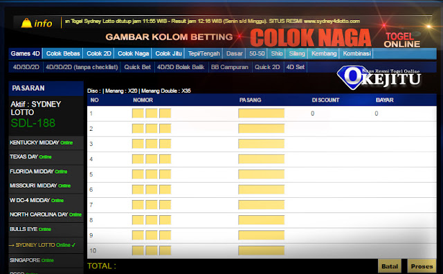 Cara Pasang togel Colok Naga ~ LIHAT NOMOR TOTO SINGAPORE POOLS