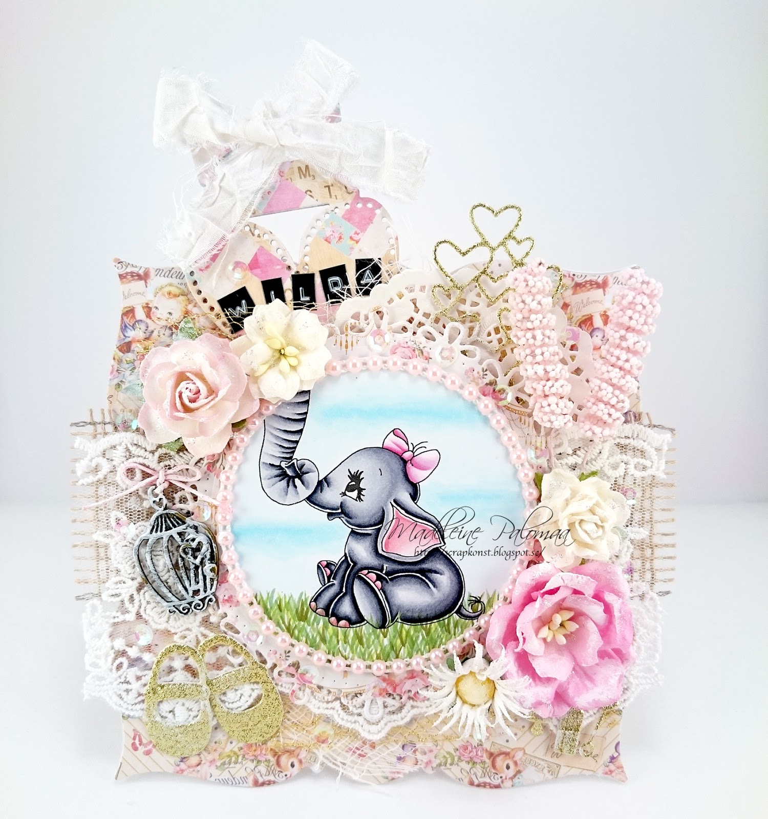 Scrapkonst: Whimsystamps Baby Ellie card for newborn Wilda