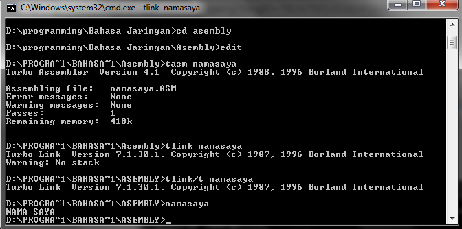 Pemrograman Bahasa Assembly (Assembler): Menulis Nama dan Kata Dalam ...