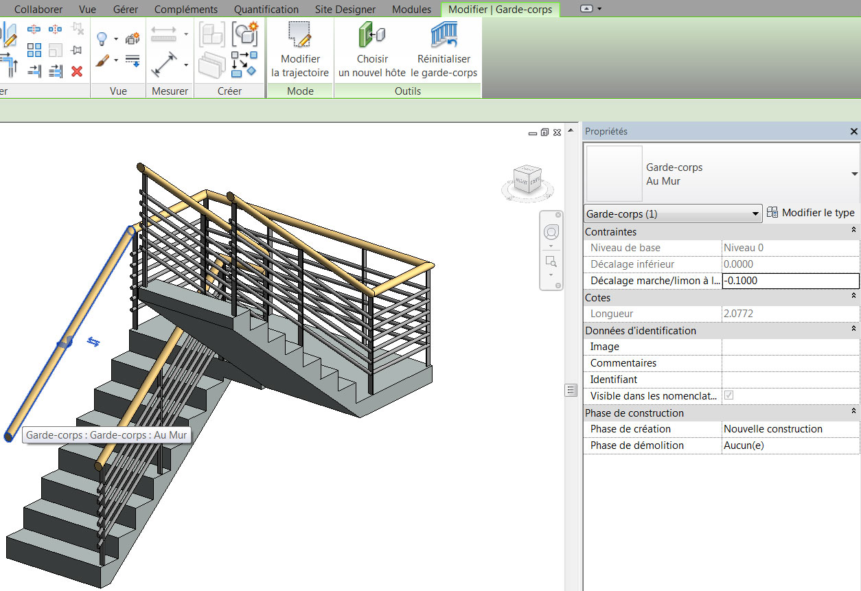 Revit-Mémo: Revit 2015_Différents Garde-corps pour un même escalier