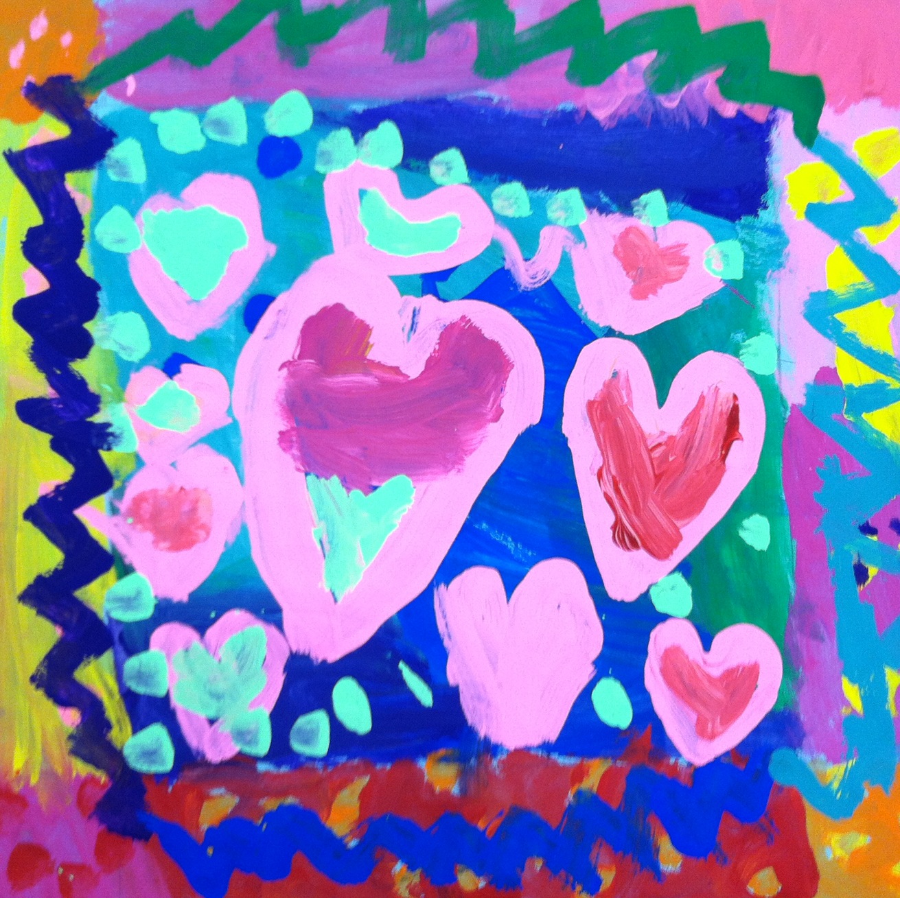 ART with Mrs. A: First Grade Warm and Cool Heart Paintings